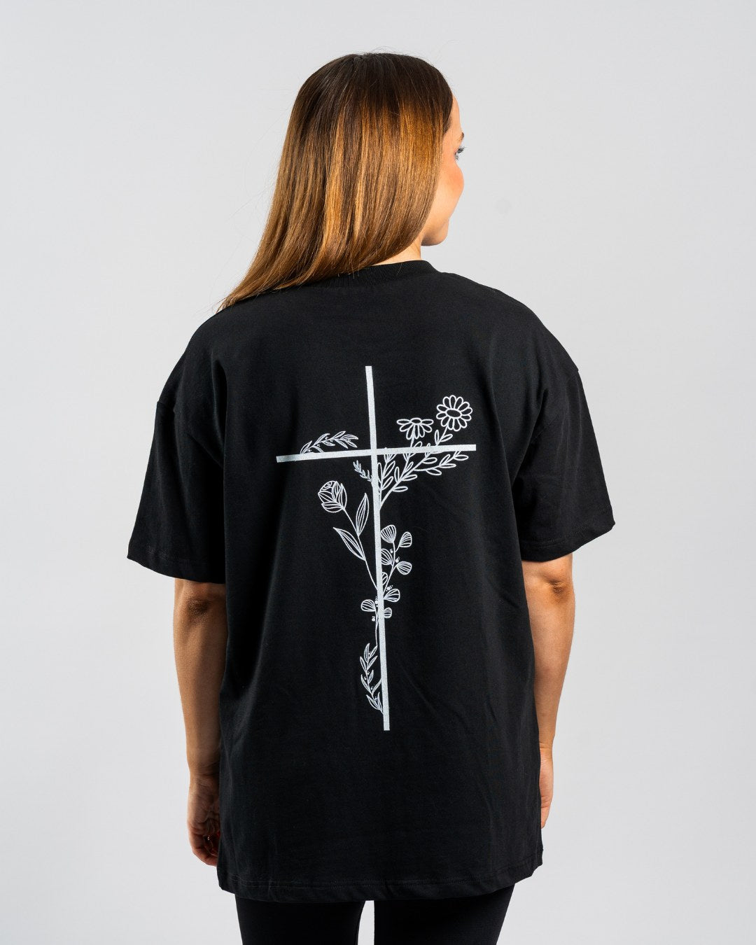 Floral Cross Women's Oversized T-Shirt - SAVD Clothing