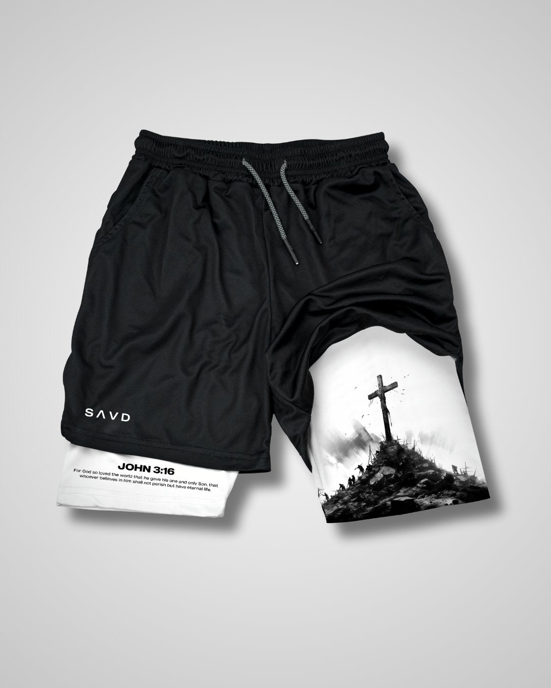 John 3:16 'The Cross' Youth Performance Shorts - SAVD Clothing