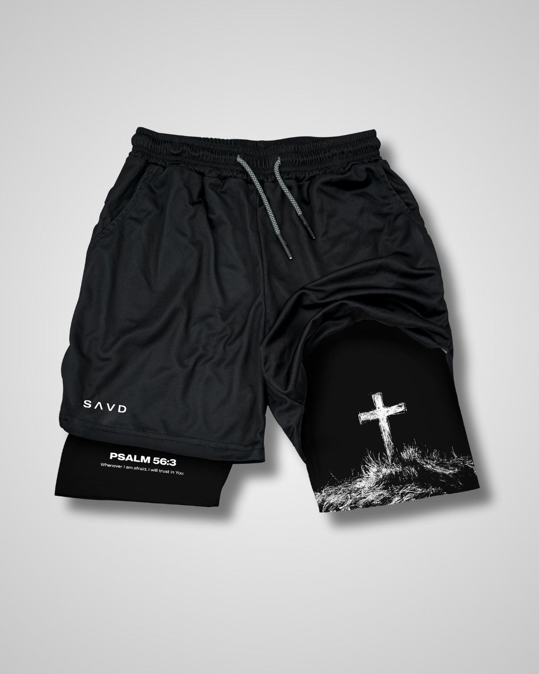 Psalm 56:3 'Cross' Youth Performance Shorts - SAVD Clothing